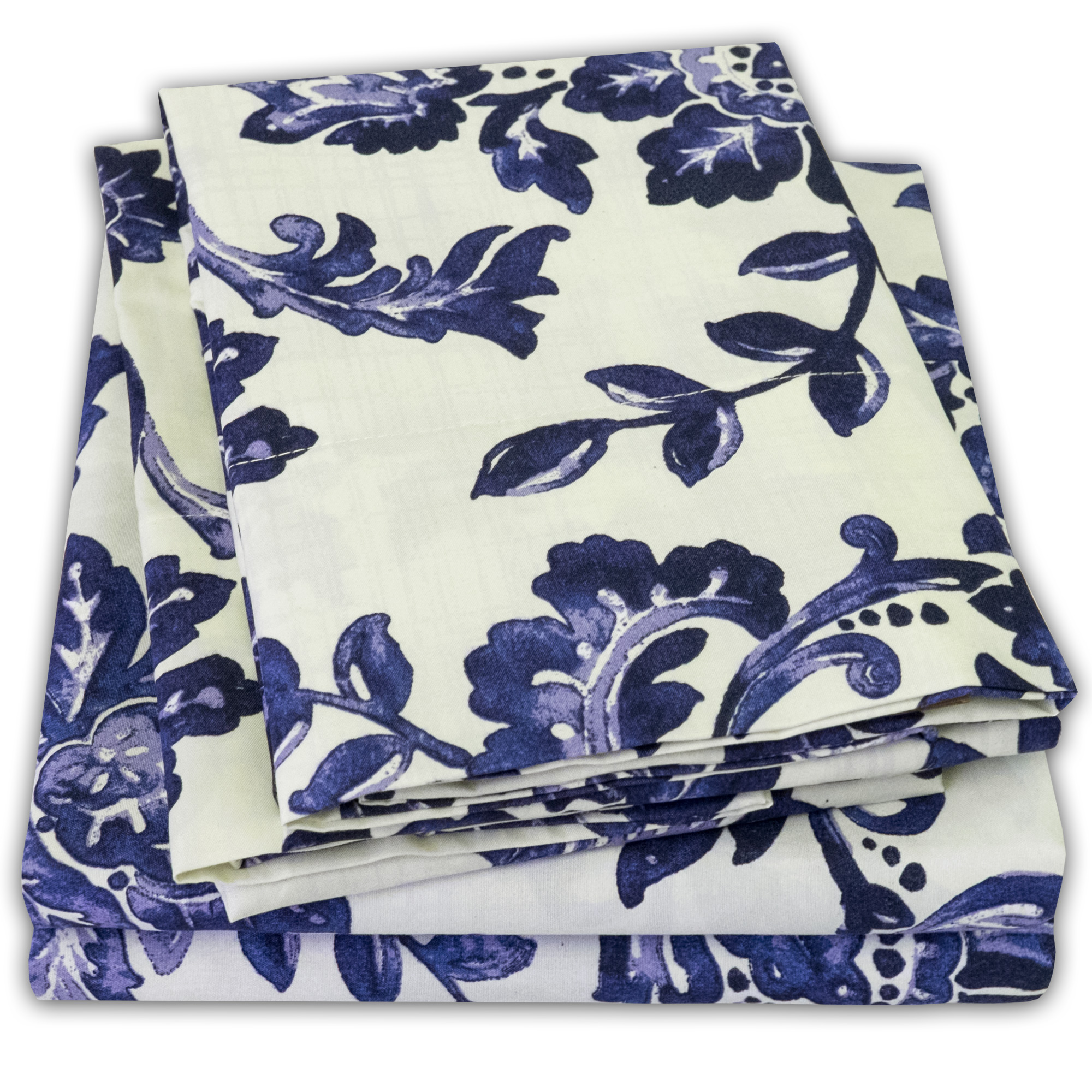 Tuscany Navy Floral Pattern 4-Piece 1800 Thread Count Sheet Set | eBay